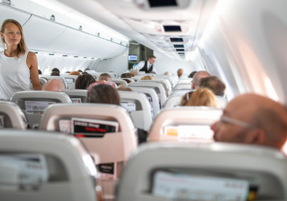 Walking Airplane Aisle